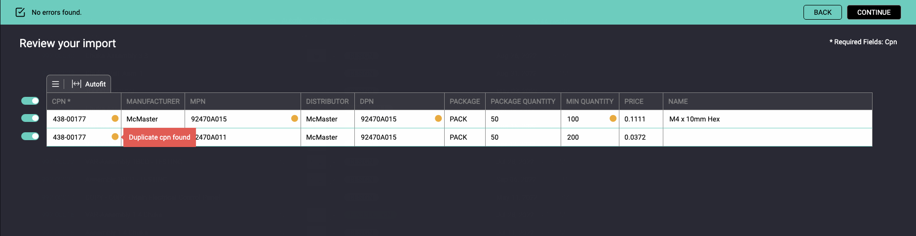Updating Sourcing of Existing Components – Duro Labs
